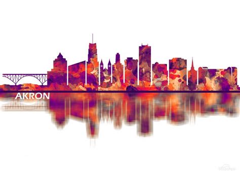 Akron Ohio Skyline By Towseef Dar Wall Art
