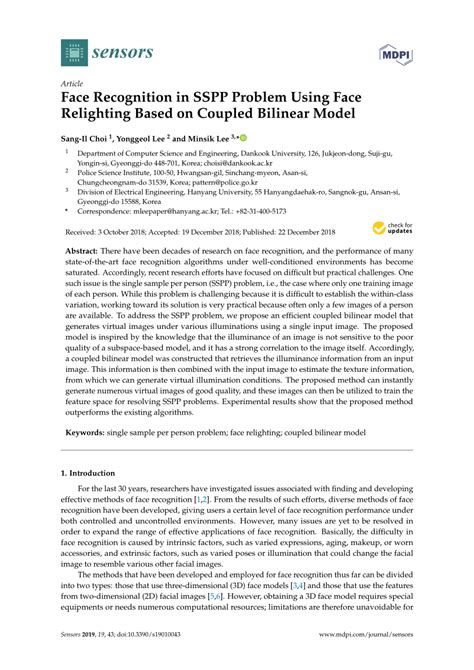 Pdf Face Recognition In Sspp Problem Using Face Relighting Based On Coupled Bilinear Model