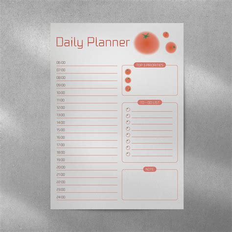 Daily Planner Printable Pdf Tomato Schedule To Do List Template