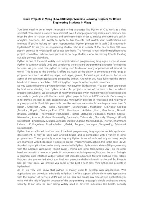 Ppt Btech Projects In Vizag Live Cse Major Machine Learning Projects For Btech Engineering