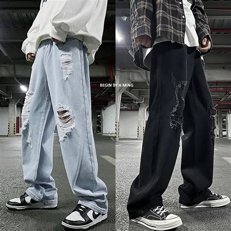 Casual Baggy Straight Streetwear Loose Hip Hop Ripped Jeans – TopModanova