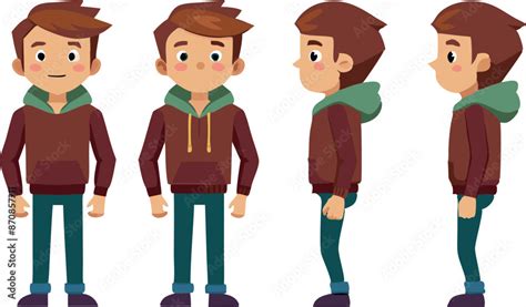 Animated Character Model Sheet With Multiple Views For Animation Or Game Design Stock Vector