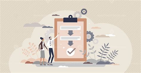 Procedure As Work Flow Process Steps Scheme Document Tiny Person Concept Vectormine