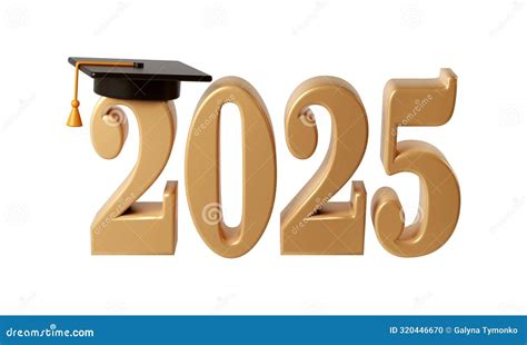 Class Of 2025 3d Icon Congratulation Graduates Design Template With Black Cap And Numbers Stock