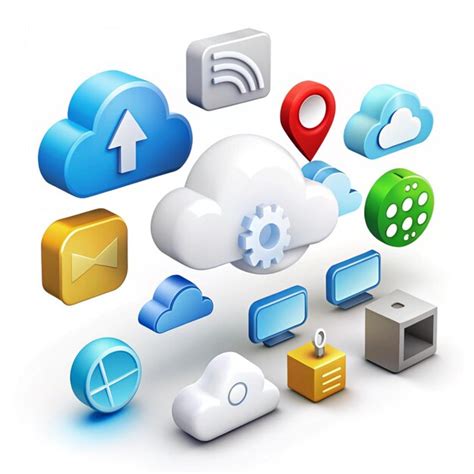 3d Set Of Cloud Computing Icons Download Upload Synchronization Safety Search Important Notice