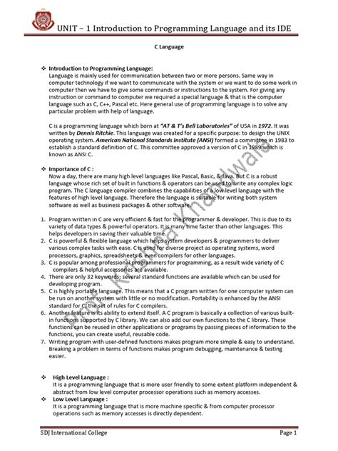 unit 1 pdf computer programming programming