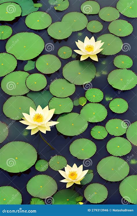3d Lotus Flowers In Neutral Palette Bokeh Stock Illustration