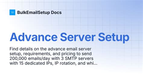 Advance Server Setup BulkEmailSetup Docs
