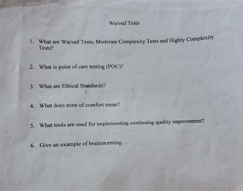 Solved Waived Tests 1 What Are Waived Tests Moderate