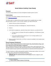 Assignment Excel Solver Activity Case Study Docx Excel Solver Activity Case Study Purpose