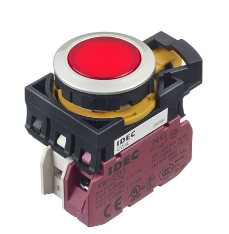 Cw4l M1e01q4 R Idec Idec Cw Series Illuminated Push Button Flush Mount 22mm Cutout Ip65 Rs