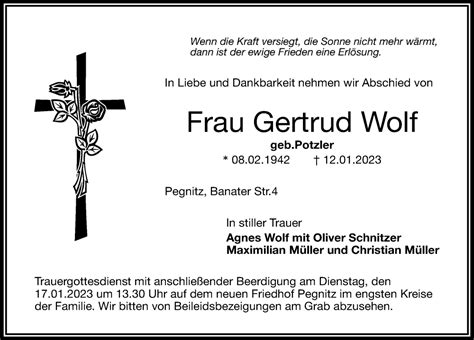 Traueranzeigen Von Gertrud Wolf Trauer Nn De