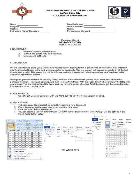 Inserting Tables Pdf Microsoft Word Computer Architecture