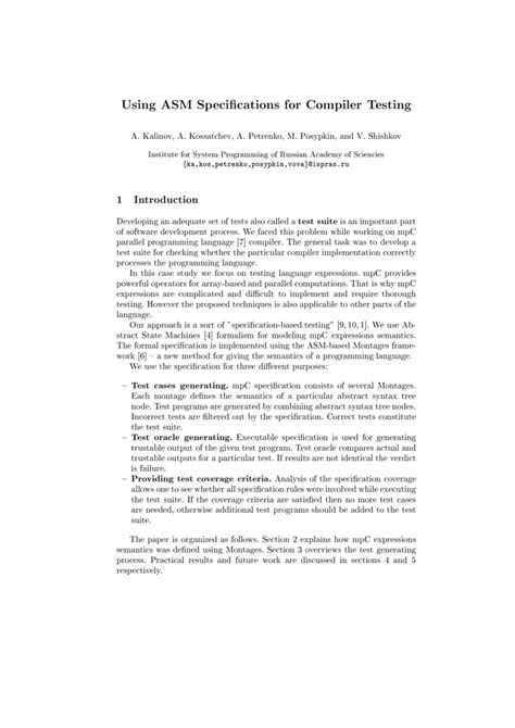 pdf using asm specifications for compiler testing