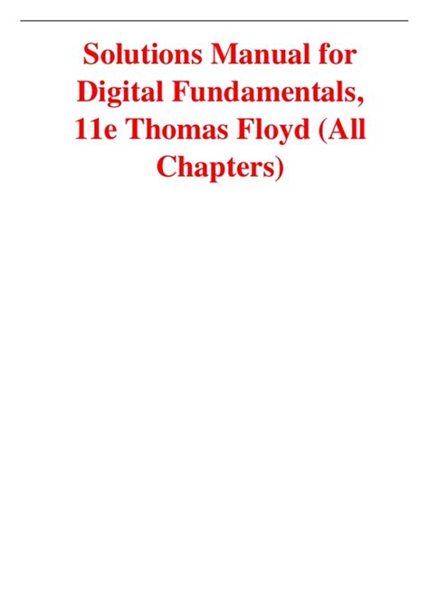 Solutions Manual For Digital Fundamentals 11th Edition By Thomas Floyd All Chapters Latest