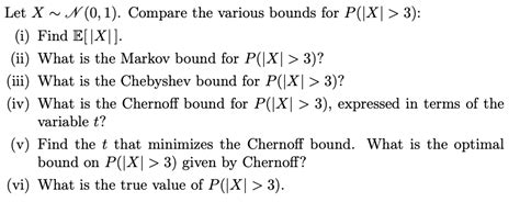 solved let x n 0 1 compare the various bounds for p x