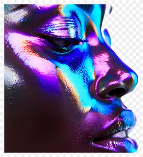 Face Side View Iridescent Face Portrait Design Png 3960x4336px