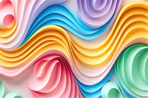 Abstract Background With Pastel Rainbow Colored Curved Lines Ai
