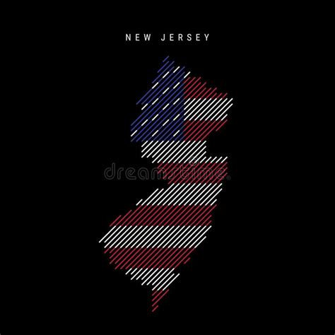 New Jersey Us State Hatched Silhouette Map Of Slanted Lines Pattern Flat Vector Illustration