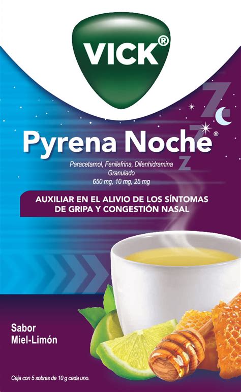 Vick Pyrena Noche 10 G Granulado Sabor Miel Limon 5 Sobres Farmacias
