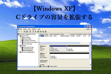 【windows Xp】フォーマットせずにcドライブの容量を拡張する