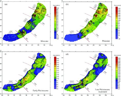 Contour Maps Showing The Tectonic Subsidence Amount In Separated Download Scientific Diagram