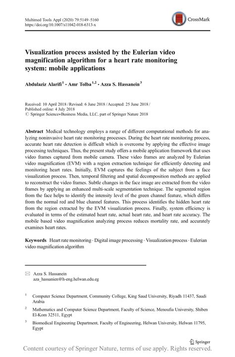 Visualization Process Assisted By The Eulerian Video Magnification Algorithm For A Heart Rate