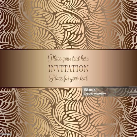 빈티지 바로크 웨딩 초대장 템플릿 나비 배경입니다 결혼식에 대 한 전통적인 장식입니다 베이 지와 골드에서 벡터 일러스트 레이 션