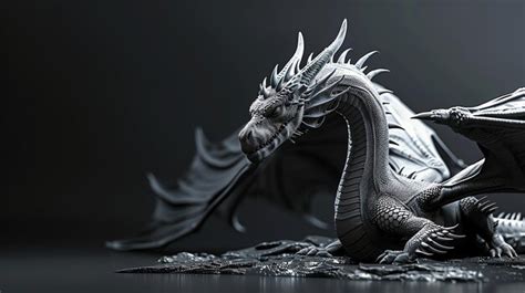 Realistisk Dragetatovering A Detailed Realistic Dragon Sculpture With