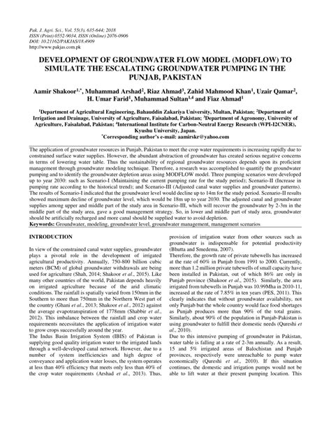 pdf development of groundwater flow model modflow to simulate the