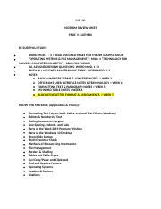 CIS Midterm Review Sheet Docx CIS MIDTERM REVIEW SHEET PROF V GATHERS BE SURE YOU