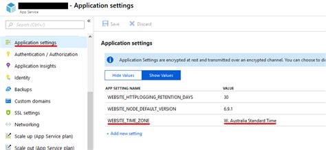Set Azure App Service Time Zone