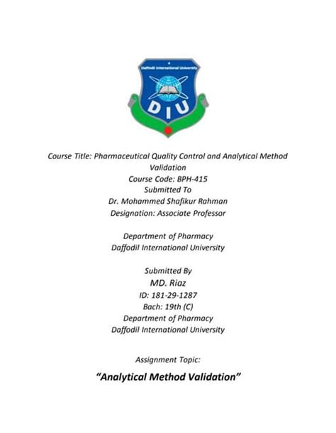 Related Substances Method Validation Pptslide Ppt