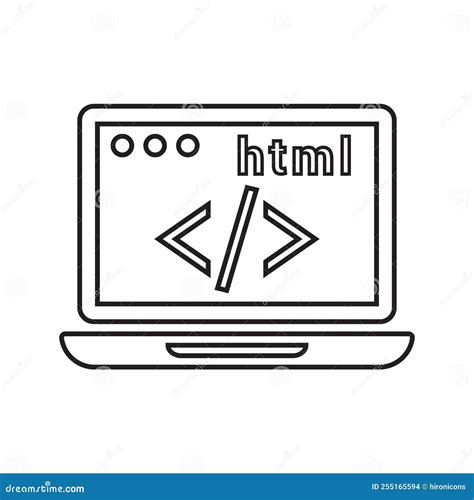 Html Outline Icon Isolated Line Vector Illustration From Programming Collection Editable Thin