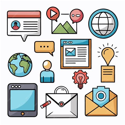 Web And App Icons Modern Flat Design Digital Symbols Premium Ai Generated Vector