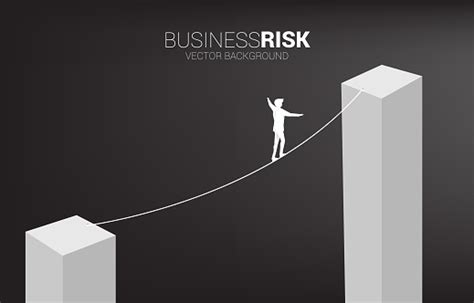 더 높은 막대 차트에 로프 산책 길을 걷는 사업가의 실루엣 줄타기 밧줄에 대한 스톡 벡터 아트 및 기타 이미지 줄타기 밧줄 개념 개념과 주제 Istock