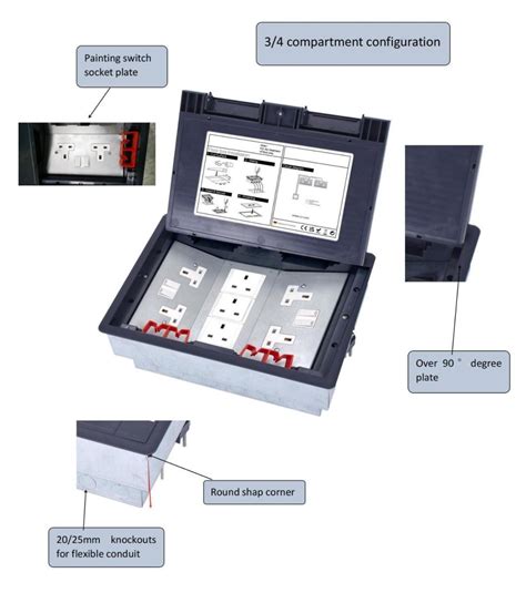 Raised Floor Boxes Twin 13a Power Switched Socket Data Outlet