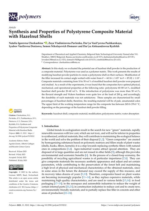 Pdf Synthesis And Properties Of Polystyrene Composite Material With Hazelnut Shells