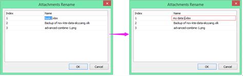 quickly rename all attachments of one message in outlook