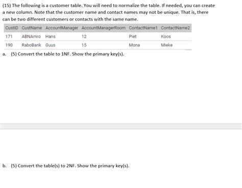 Solved The Following Is A Customer Table You Will Need Chegg Com