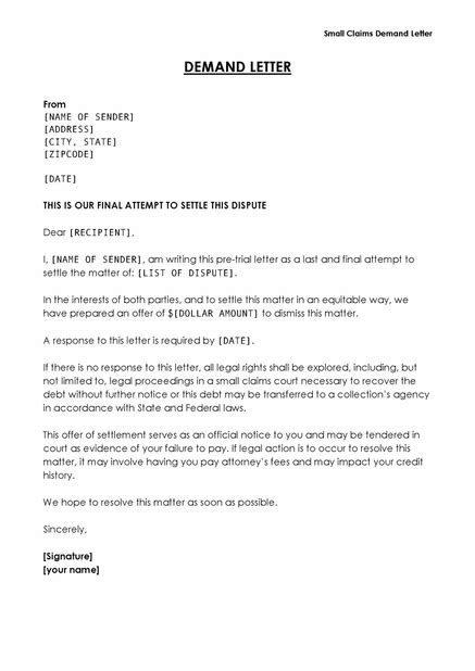Free Demand Letter Templates 22 Types Guide And Tips