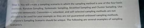 Solved Step 1 You Will Create A Sampling Scenario In Which