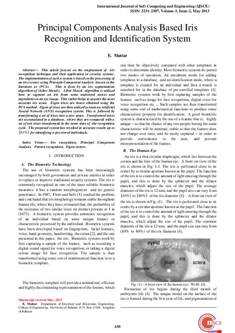 Pdf Principal Components Analysis Based Iris Recognition And Identification System