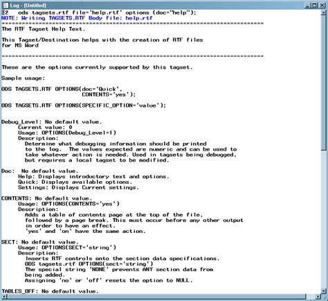 Ods Tagsets Rtf Statement Sas R 9 3 Output Delivery System Users Guide Second Edition