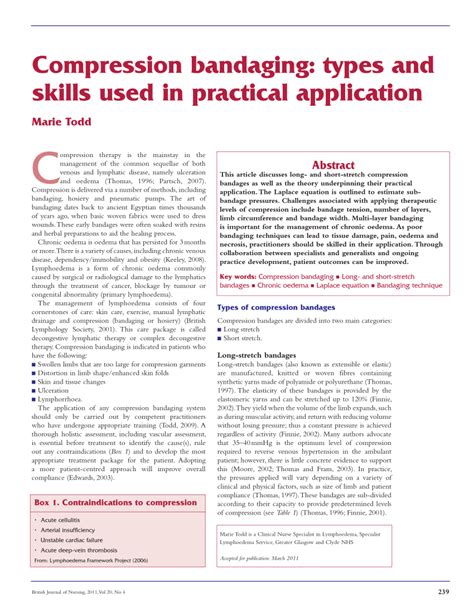 Pdf Compression Bandaging Types And Skills Used In Practical Application