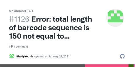 Error Total Length Of Barcode Sequence Is 150 Not Equal To Expected 26 · Issue 1126