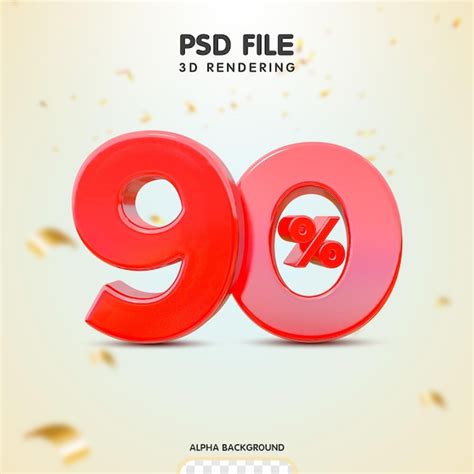 3d 렌더링을 위한 빨간색 3d 숫자 90 광고입니다 프리미엄 Psd 파일