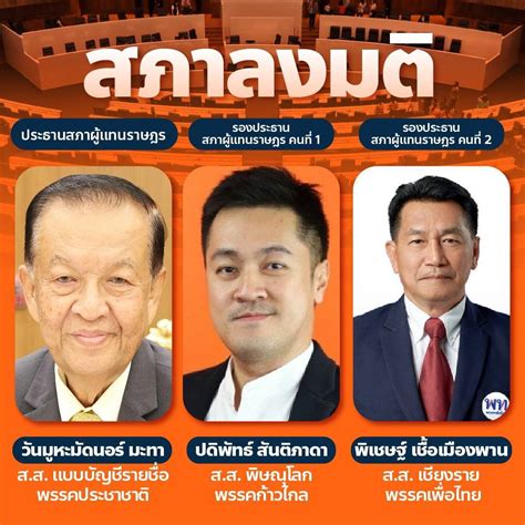 ไม่พลิกโผ ”วันนอร์”นั่งปธ สภา “ปดิพัทธ์”รองคนที่ 1 “พิเชษฐ์”คนที่ 2 ไร้คู่แข่ง Thairemark