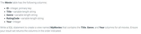 Solved The Movie Table Has The Following Columns