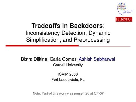 Ppt Tradeoffs In Backdoors Inconsistency Detection Dynamic